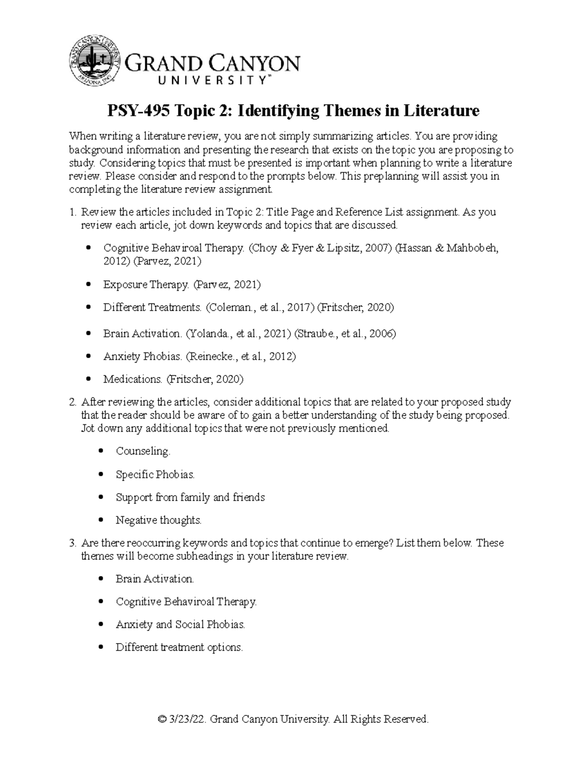 PSY495 RS T2 Identifying Themes For your Research Report - PSY-495 ...