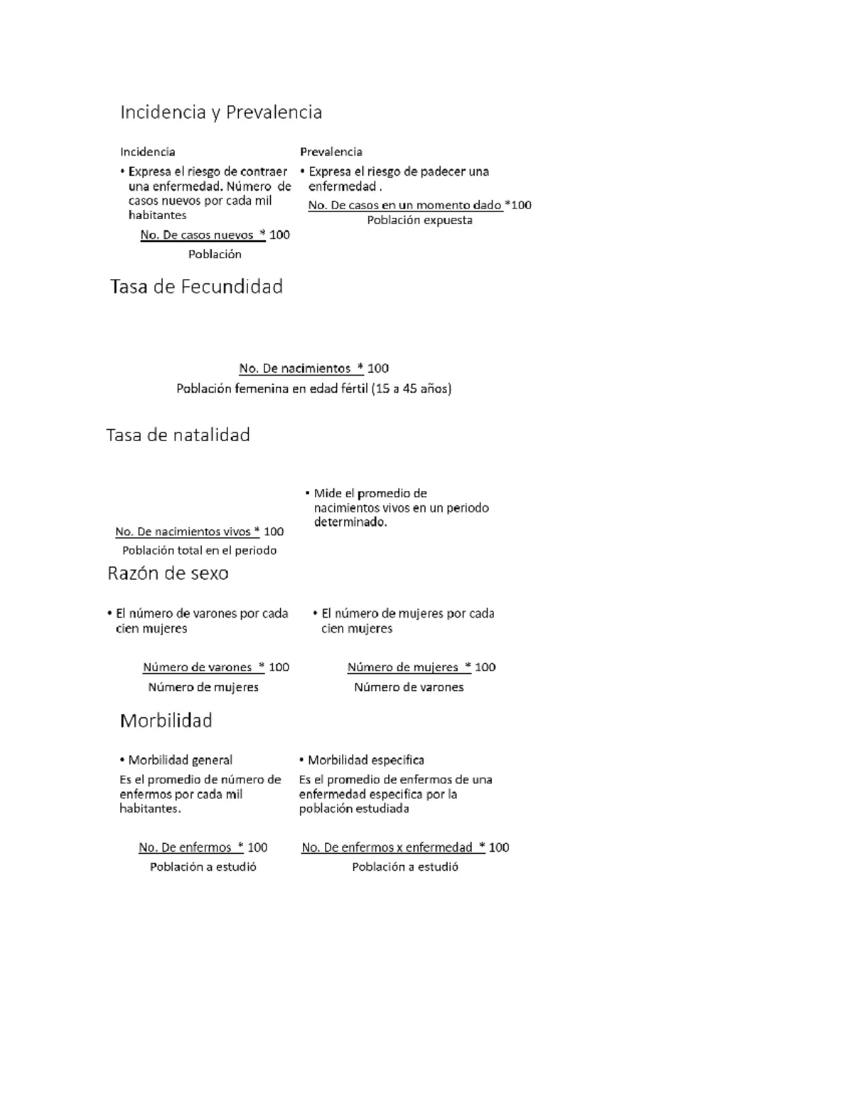 Fórmulas de Cálculo: Incidencia y Prevalencia en Salud - Studocu