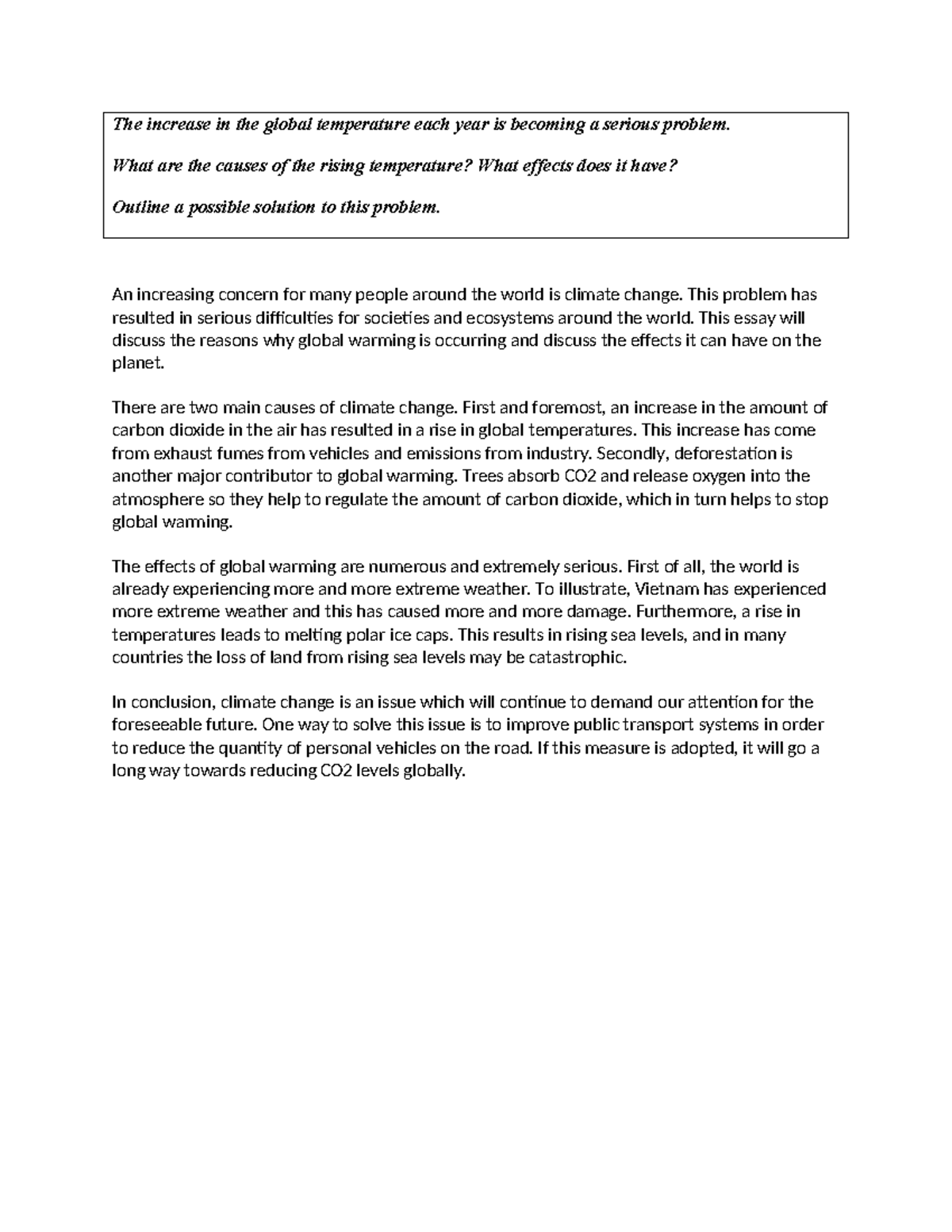 Week 8 Essay Notes - Global Warming: Causes, Effects & Solutions - Studocu