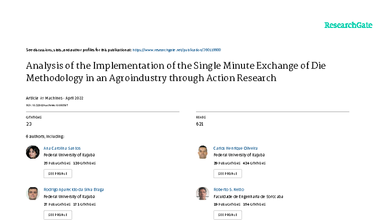 Analysis of SMED Implementation in Agroindustry: Action Research ...