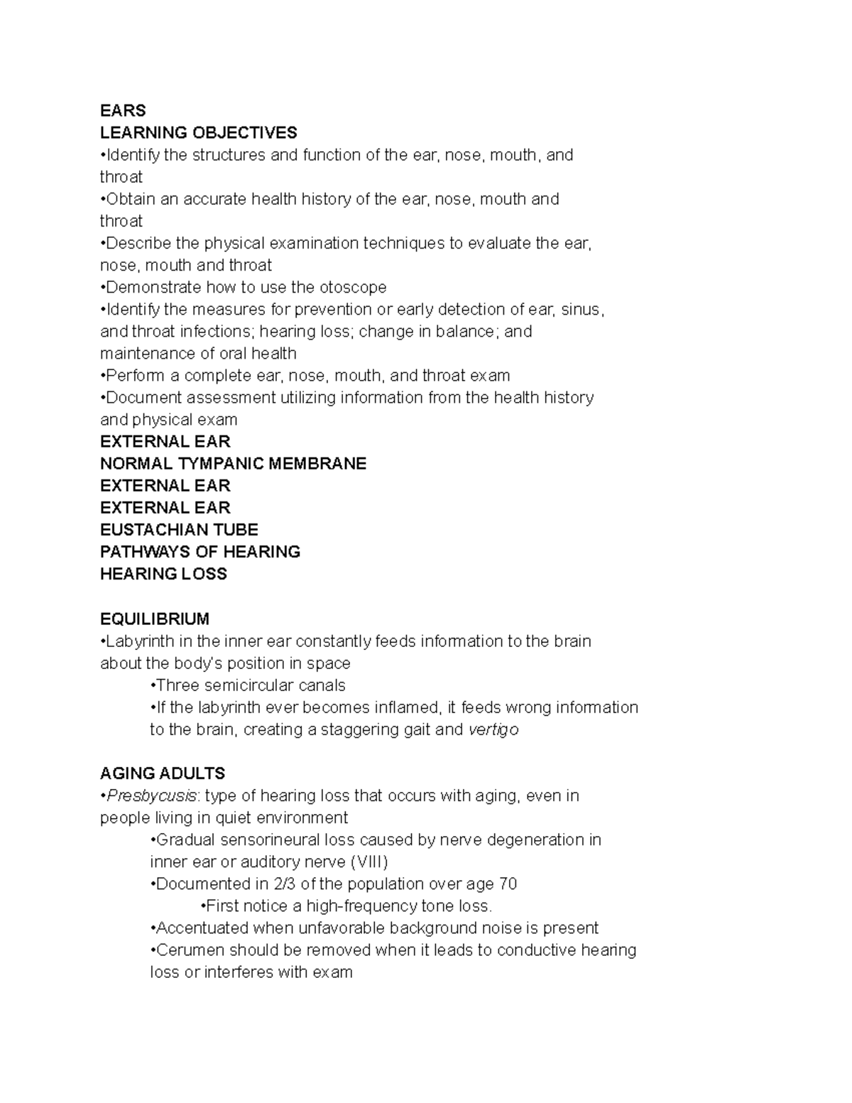 EARS Week 6: Comprehensive Guide to Ear, Nose, Mouth, and Throat Exam ...