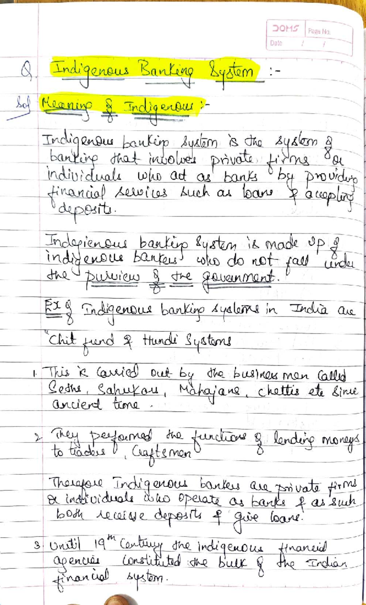 Indigenous Banking Systems: Insights and Challenges (DOMS) - Studocu