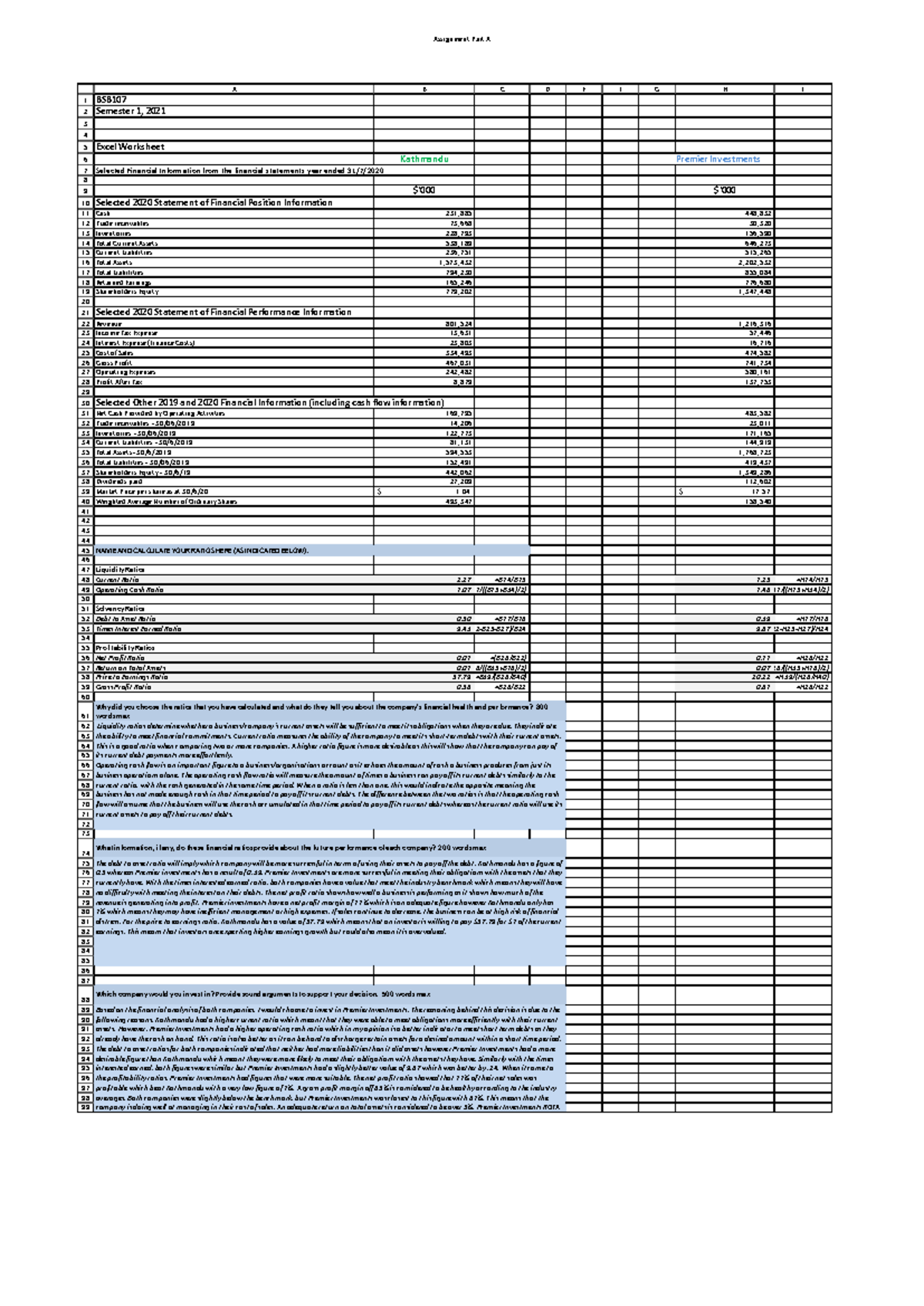 BSB107 A1 Part A - Graded a 6 - Assignment Part A 1 2 3 4 5 6 7 8 9 10 ...