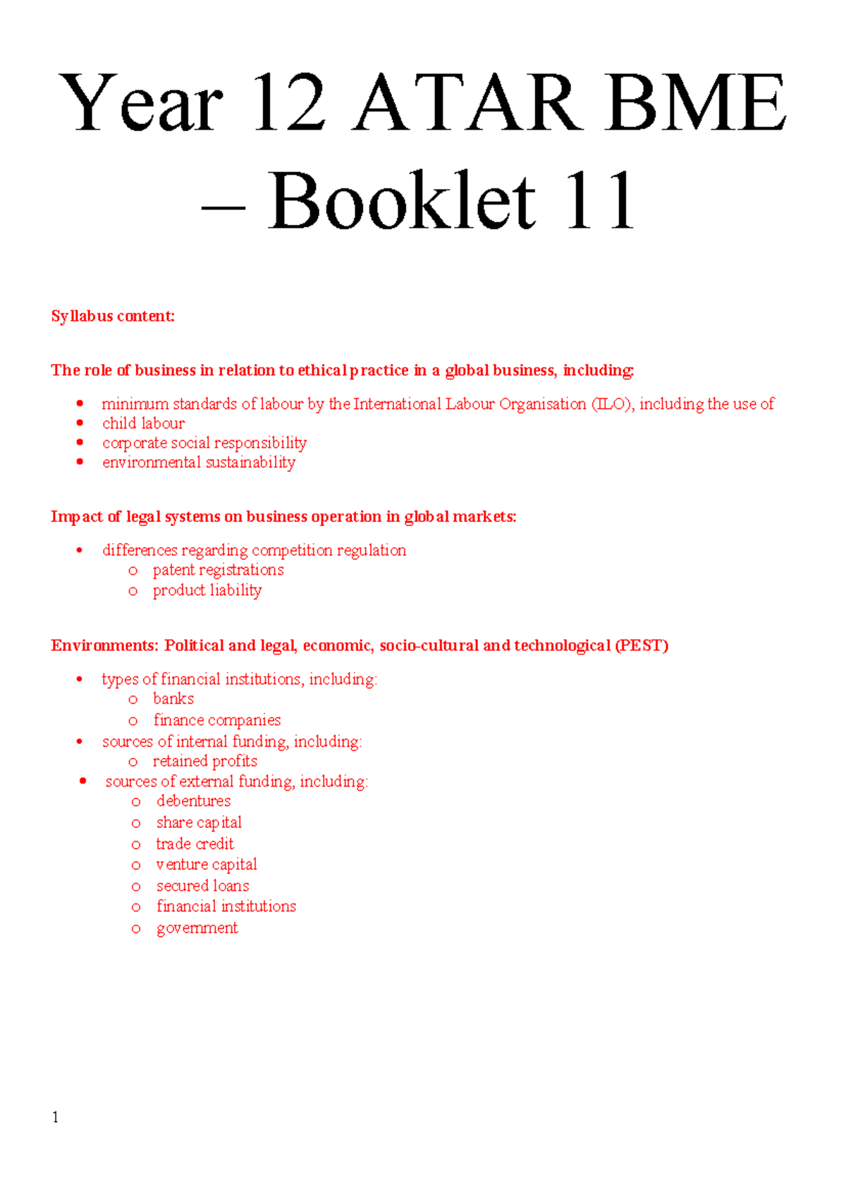 Year 12 ATAR BME Booklet 11: Ethical Business Practices & Global ...