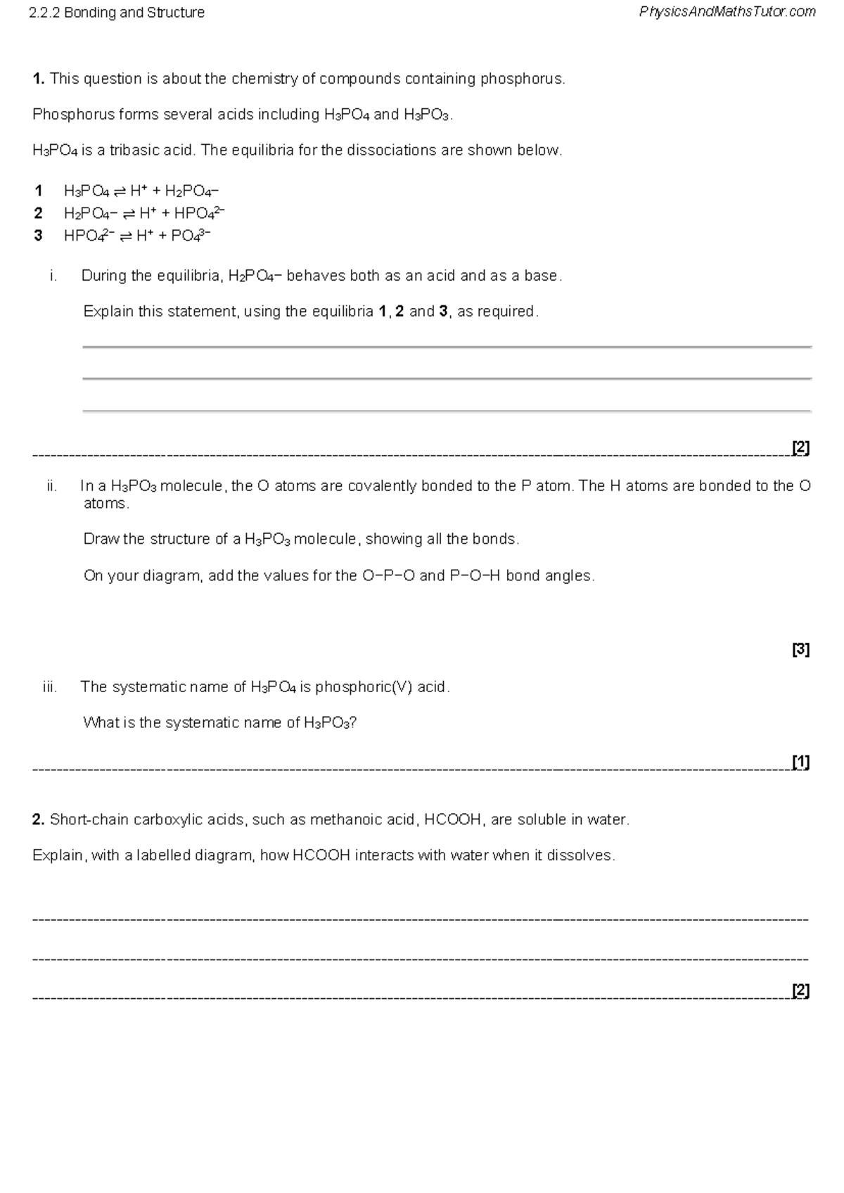 2.2.2 Bonding and Structure: Chemistry of Phosphorus Compounds QP - Studocu
