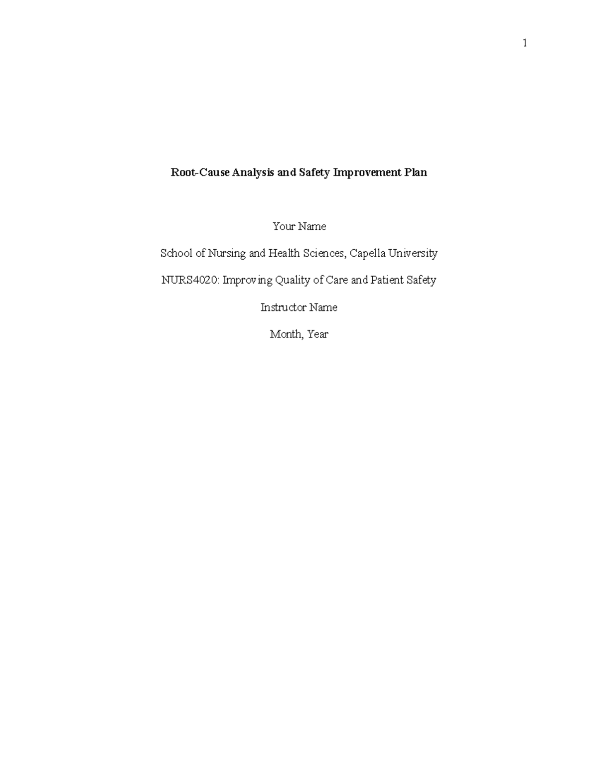 Root cause analysis - Root-Cause Analysis and Safety Improvement Plan ...