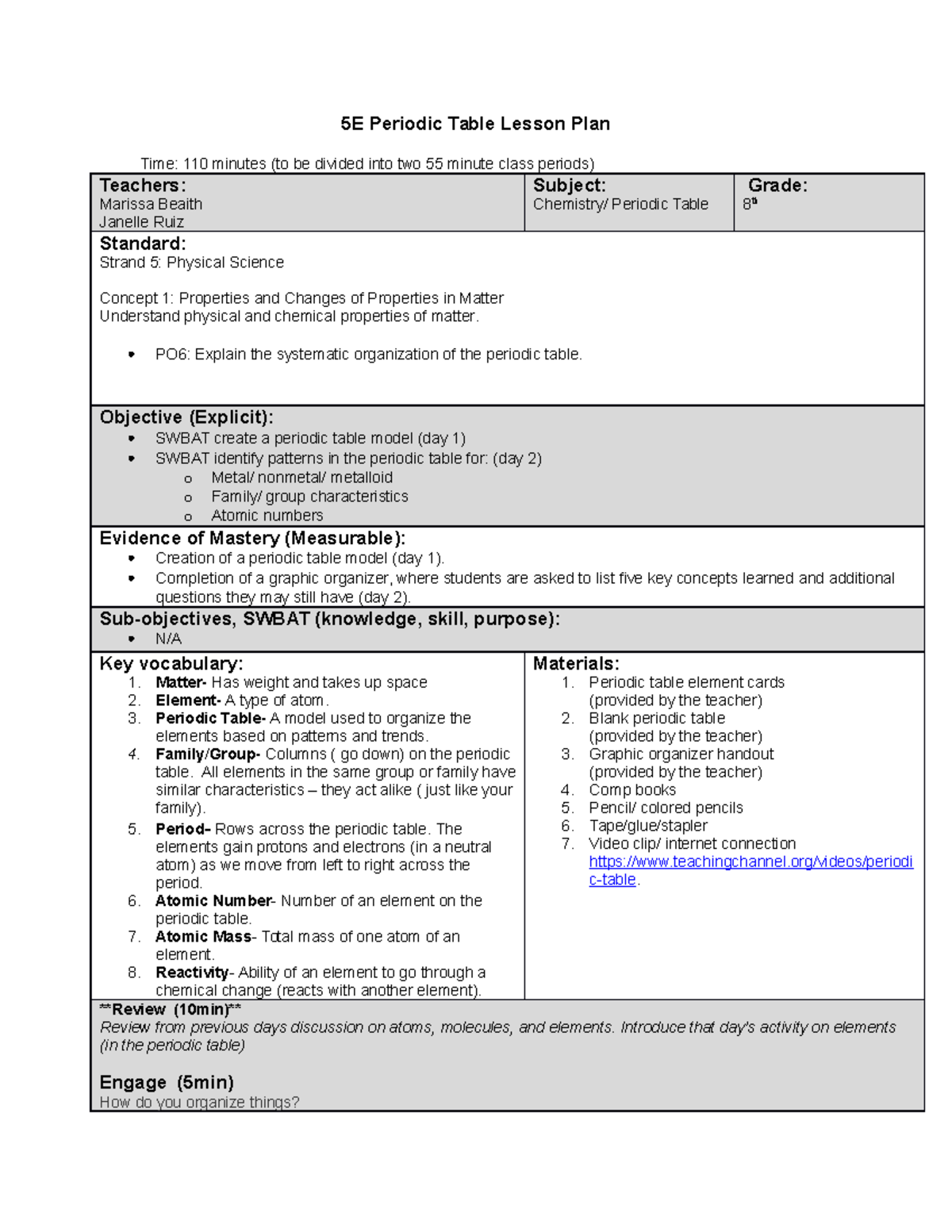 5e-lesson-plan-periodic-table compress - 5E Periodic Table Lesson Plan ...