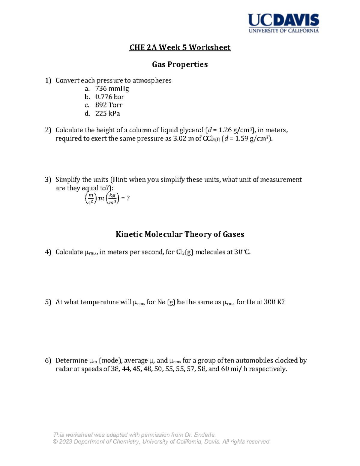 2A Week 5 Worksheet - Practice Problems on Week 5 Material - This ...
