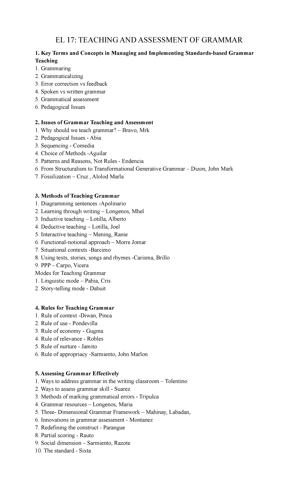 EL 17 WORD - syllabus (adopted from Compendium 4) - EL 17: TEACHING AND ...
