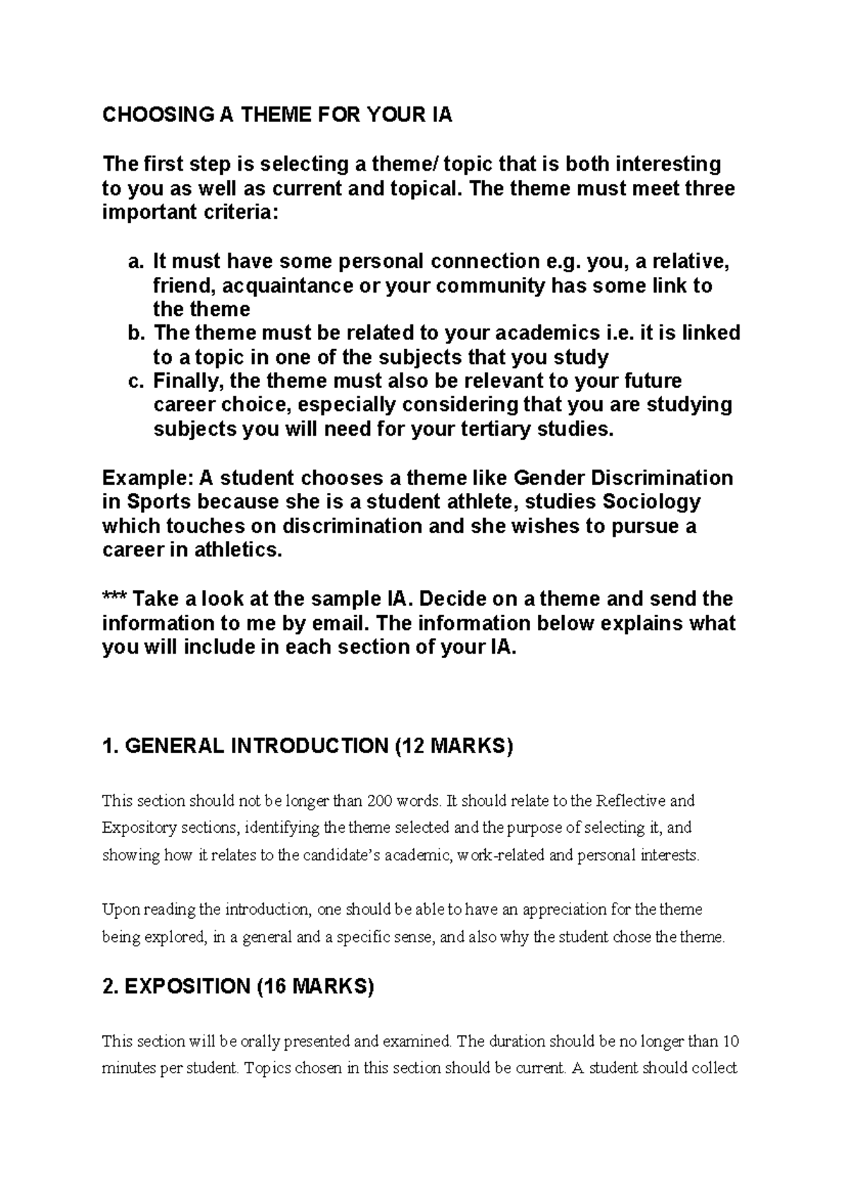 CAPE Communication Studies IA Guidelines: Choosing Your Theme - Studocu