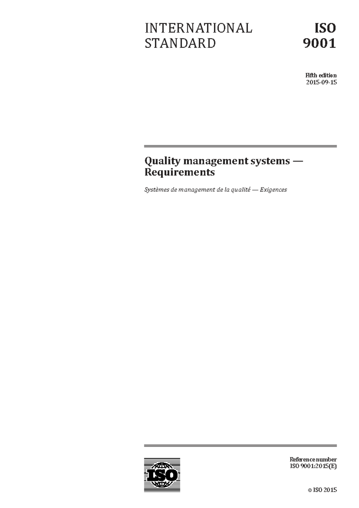 ISO 9001:2015 Quality Management Systems Requirements Overview - Studocu