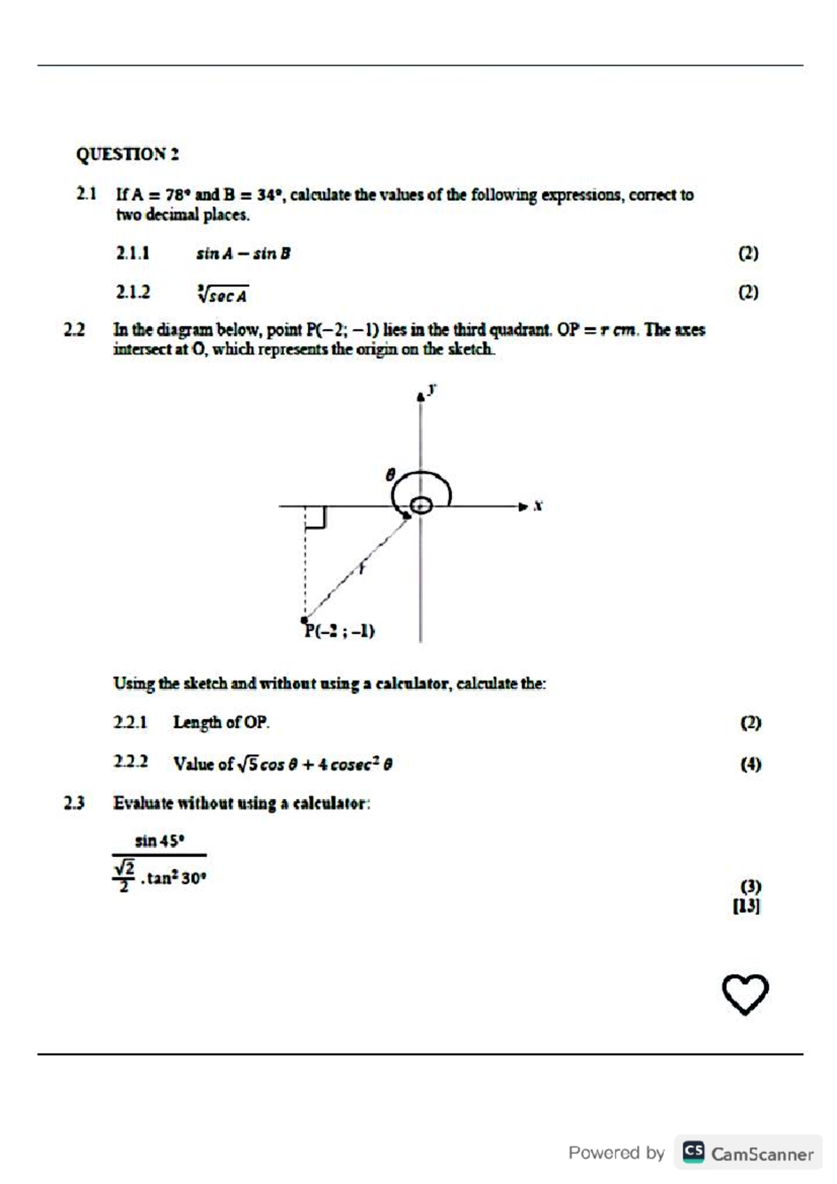 Trigonometry Grade 10: Practice Questions and Solutions - Studocu