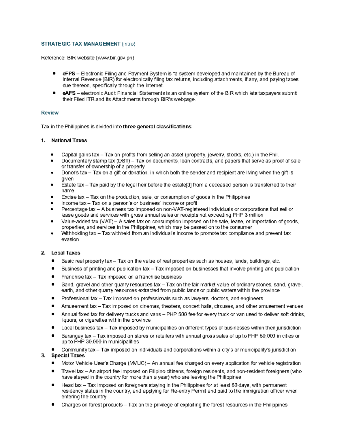 Strategic Tax Management (Intro) Overview and Key Concepts - Studocu