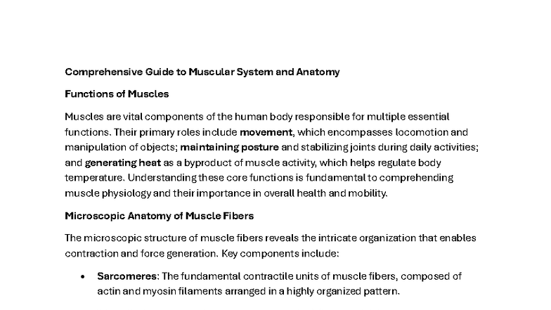 Anatomy & Physiology 1: Comprehensive Muscular System Study Guide - Studocu