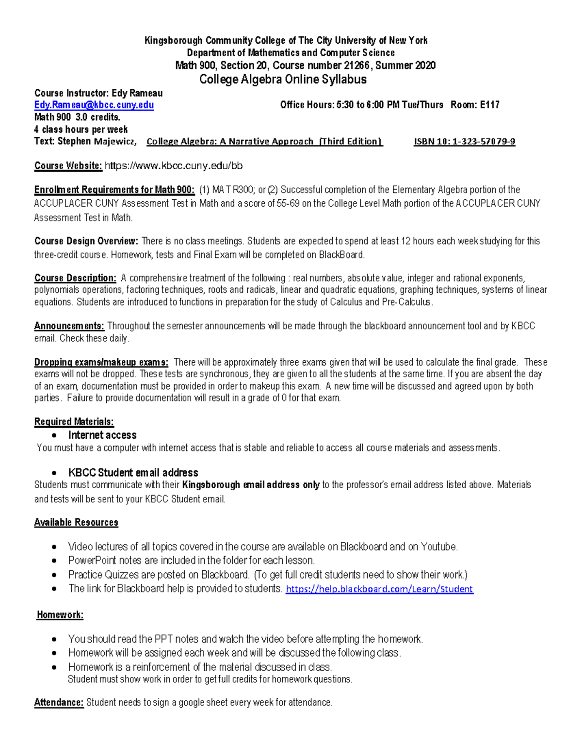 Math 9 Online Syllabus - Summer 2020, Course 21266 at KBCC - Studocu