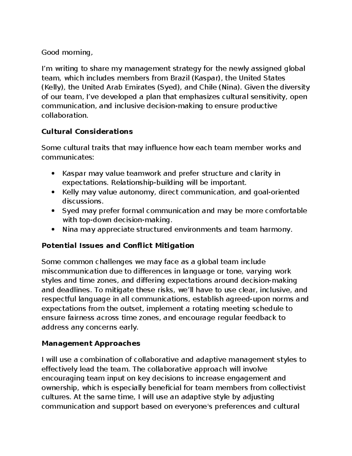 INT 220 - Module 6-1 Assignment: Global Team Management Strategy - Studocu