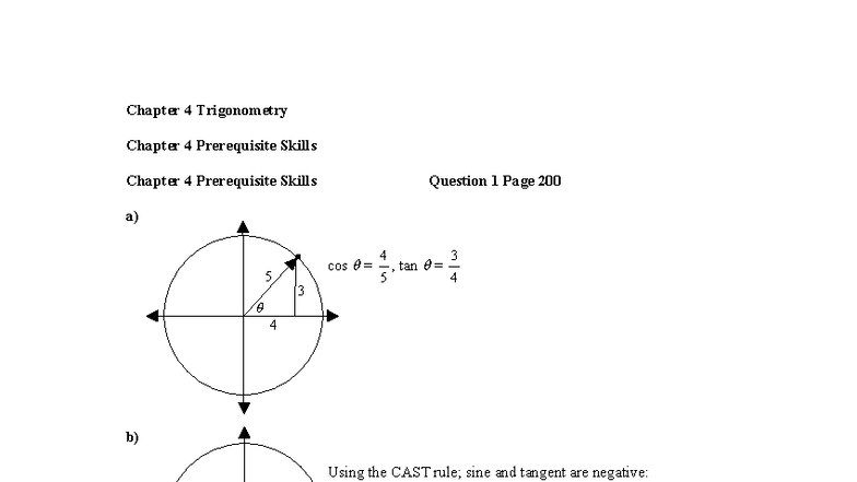 MHR Advanced Functions 12 Chapter 4 Prerequisite Skills Solutions - Studocu