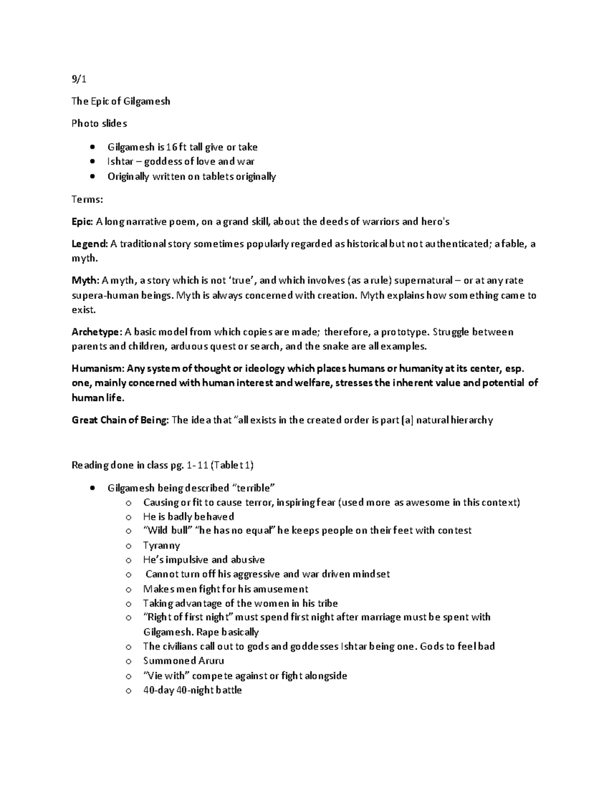 Gilgamesh Summary and Analysis: Tablets 1-10 Overview - Studocu