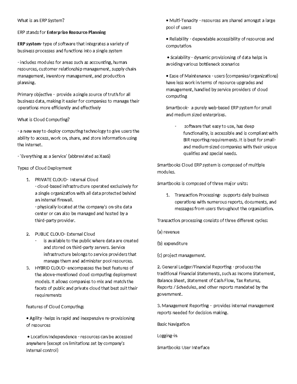 Smartbooks ERP System Overview and Cloud Solutions Guide - Studocu