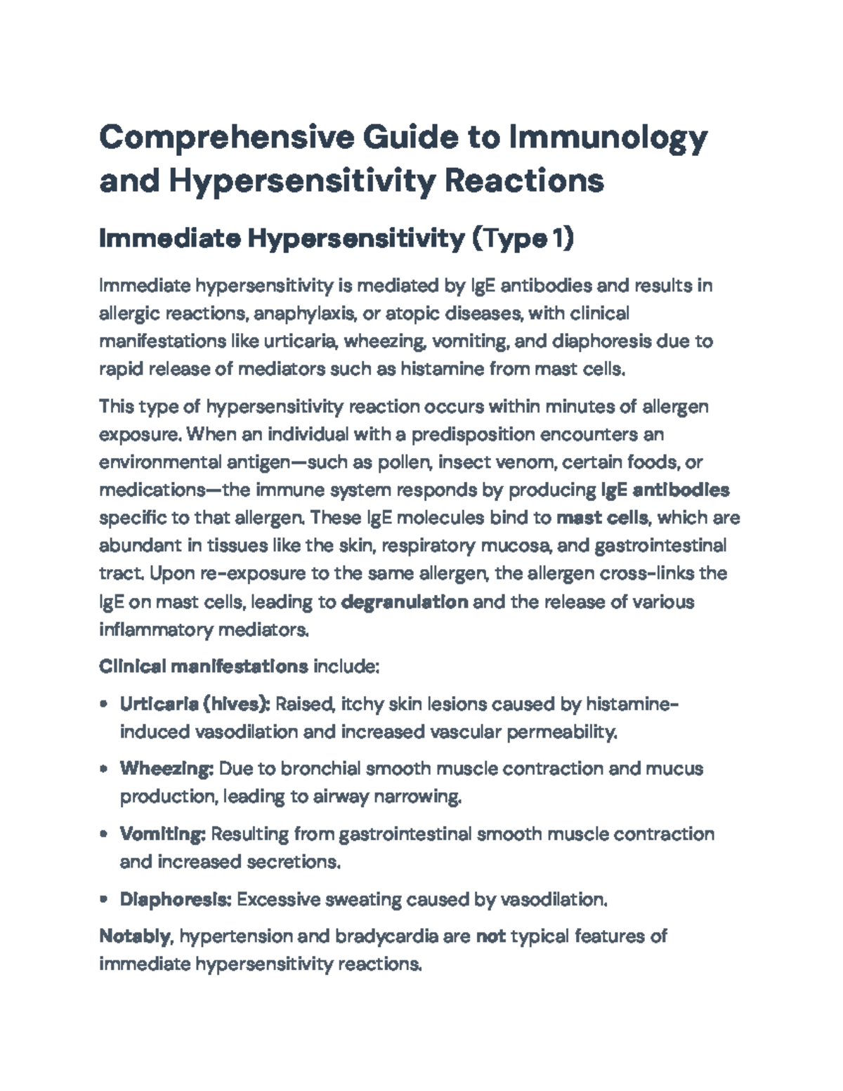Comprehensive Study of Immunology & Hypersensitivity Reactions - Studocu