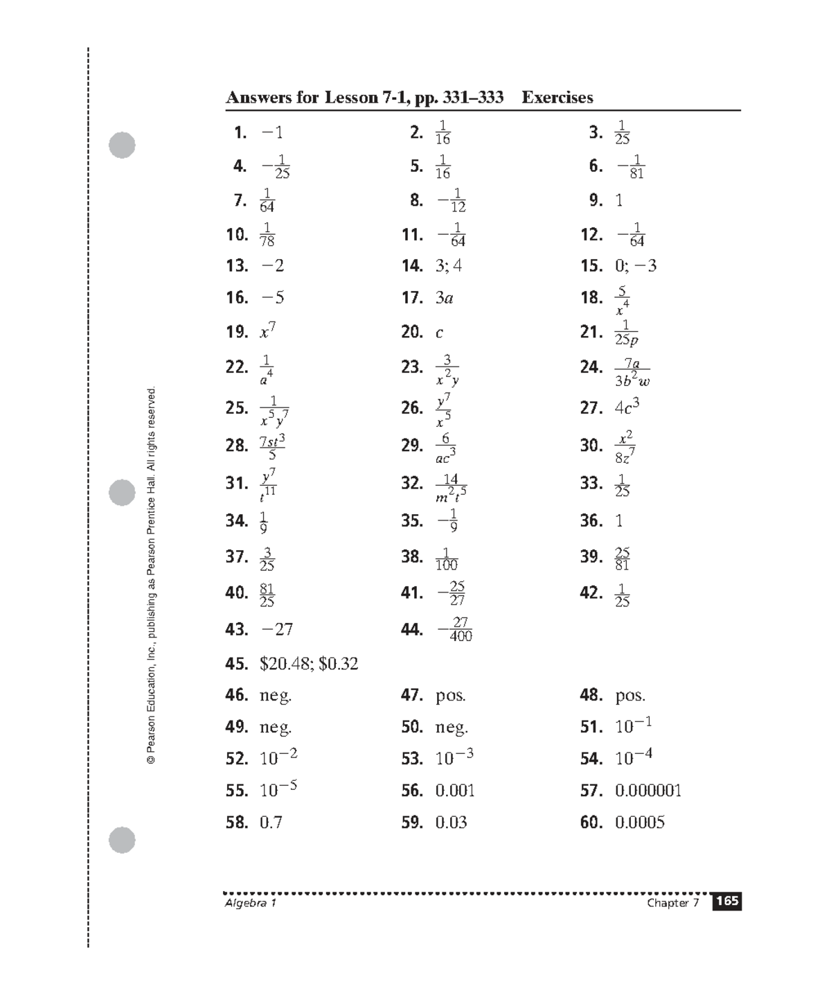 Alg 1B - Chapter 7 Solutions for Lessons 7-1 to 7-5 - Studocu