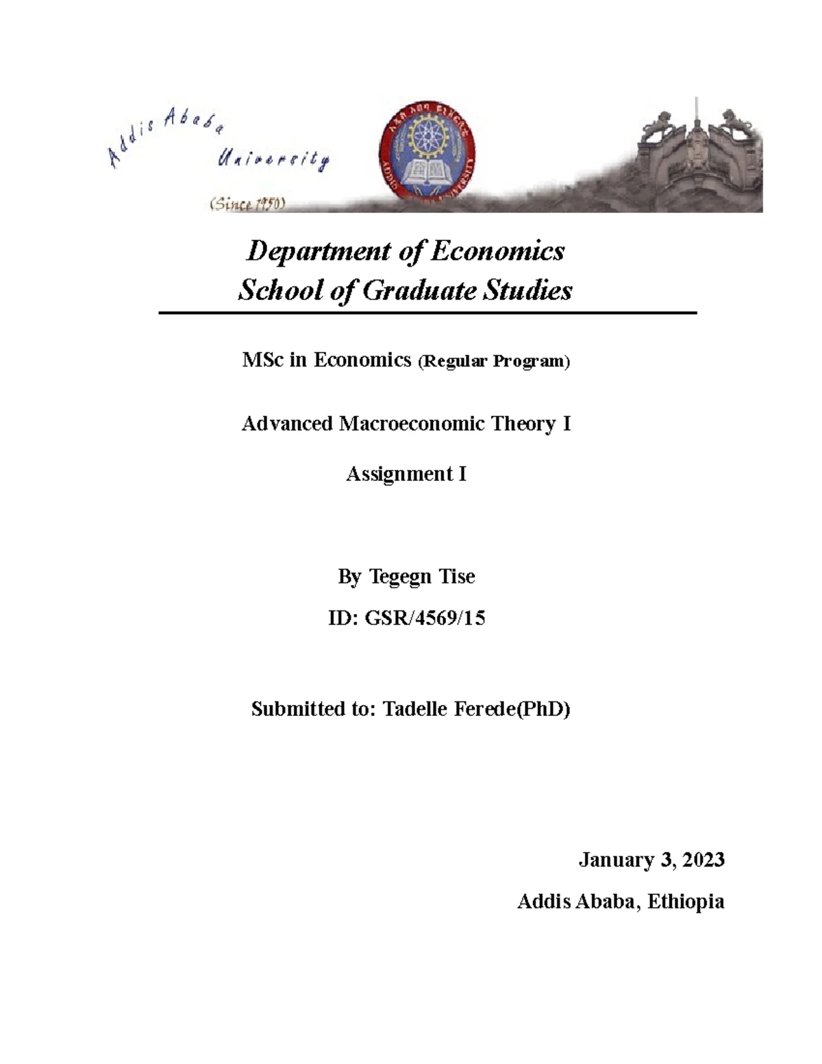 Eco chp 2 - Econometrics - Chapter Two: Simple Linear Regression Analysis with Cross-Sectional ...
