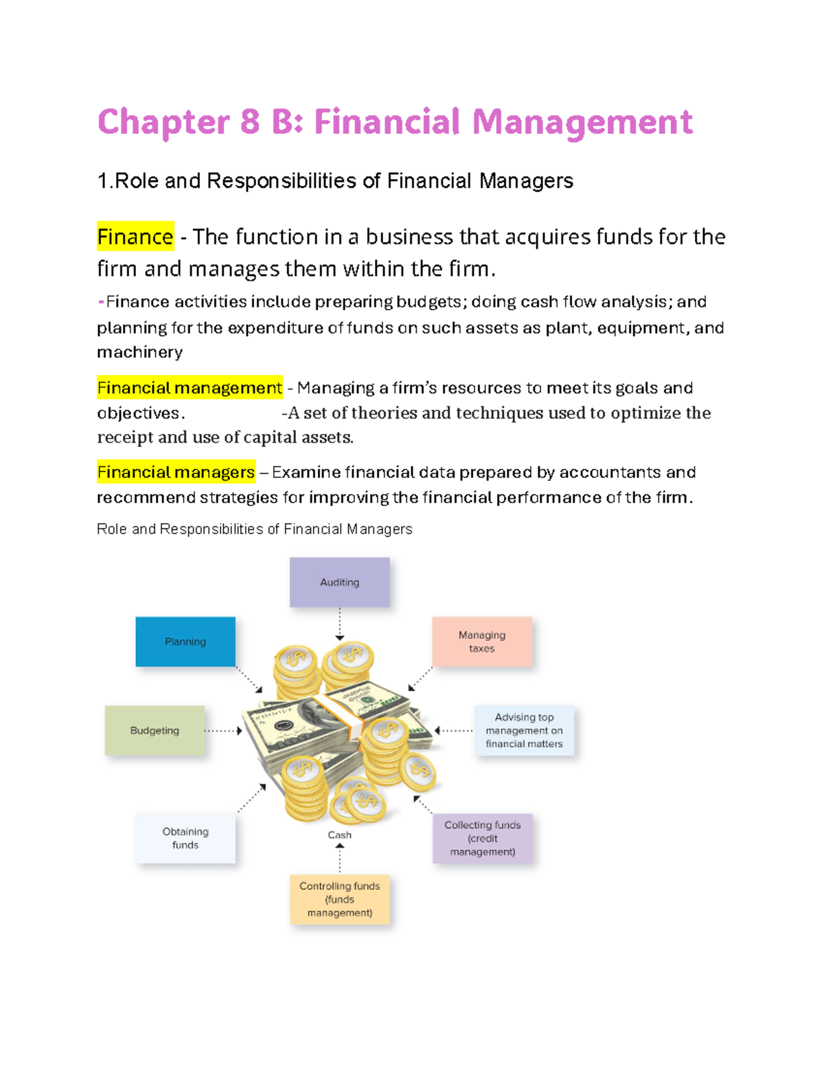 Chapter 8 Financial Management - Chapter 8 B: Financial Management 1 ...