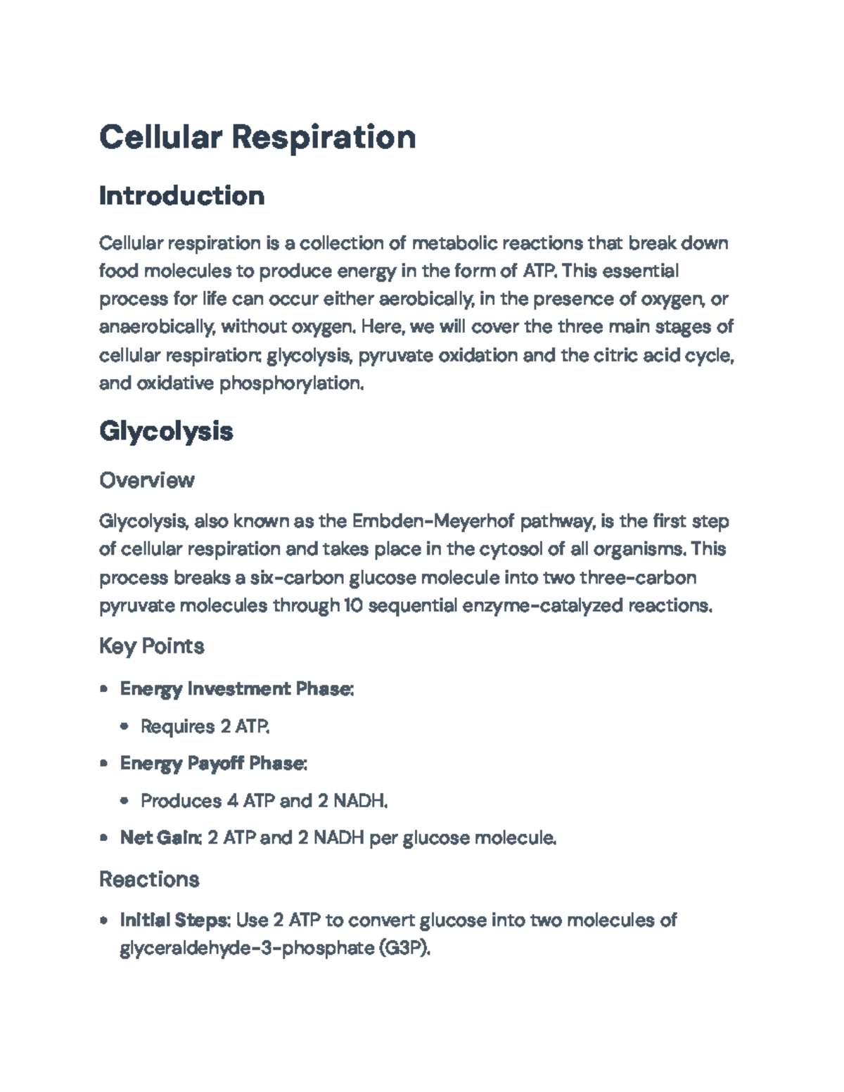 Cellular Respiration Overview: Stages and Processes in Energy Production - Cellular Respiration ...
