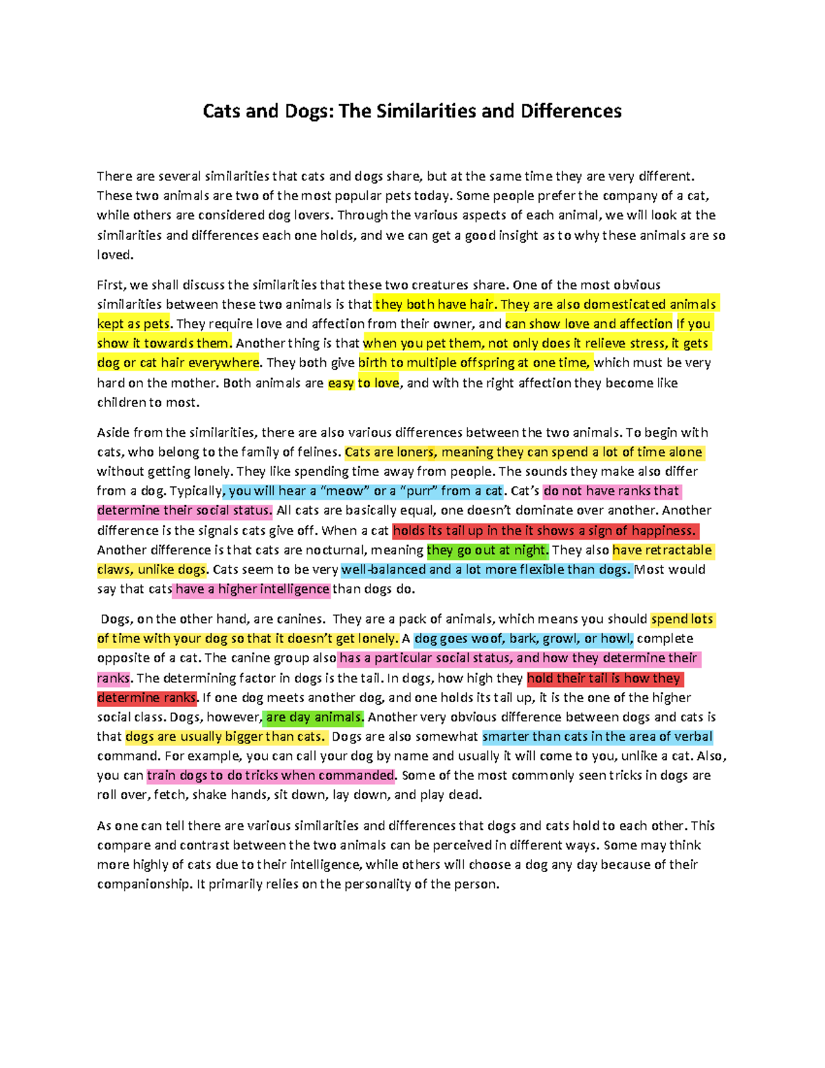 Cats-and-dogs-compare-and-contrast-essay - Cats and Dogs: The ...