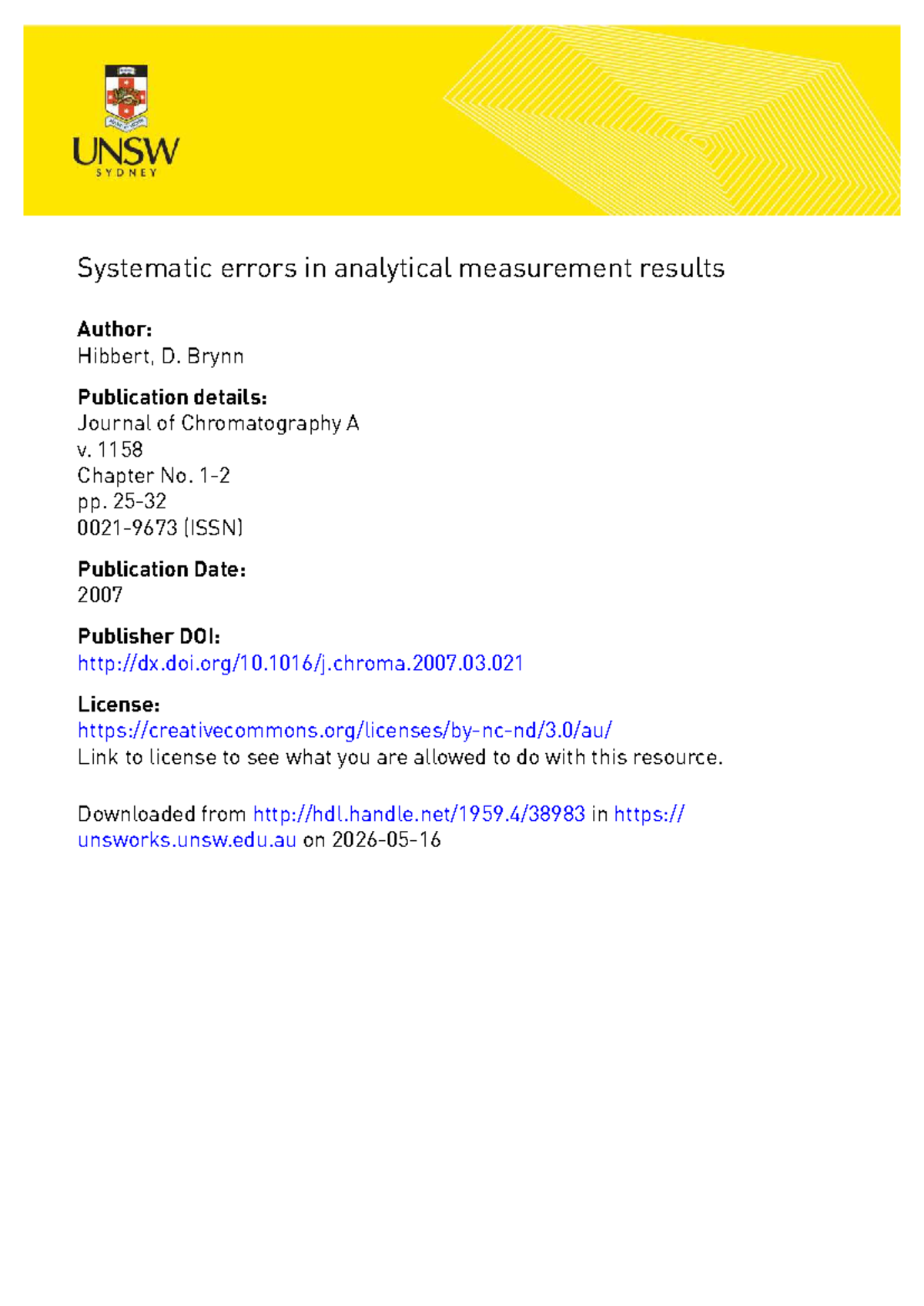 Systematic Errors in Analytical Measurement Results (CHEM 1158) - Studocu