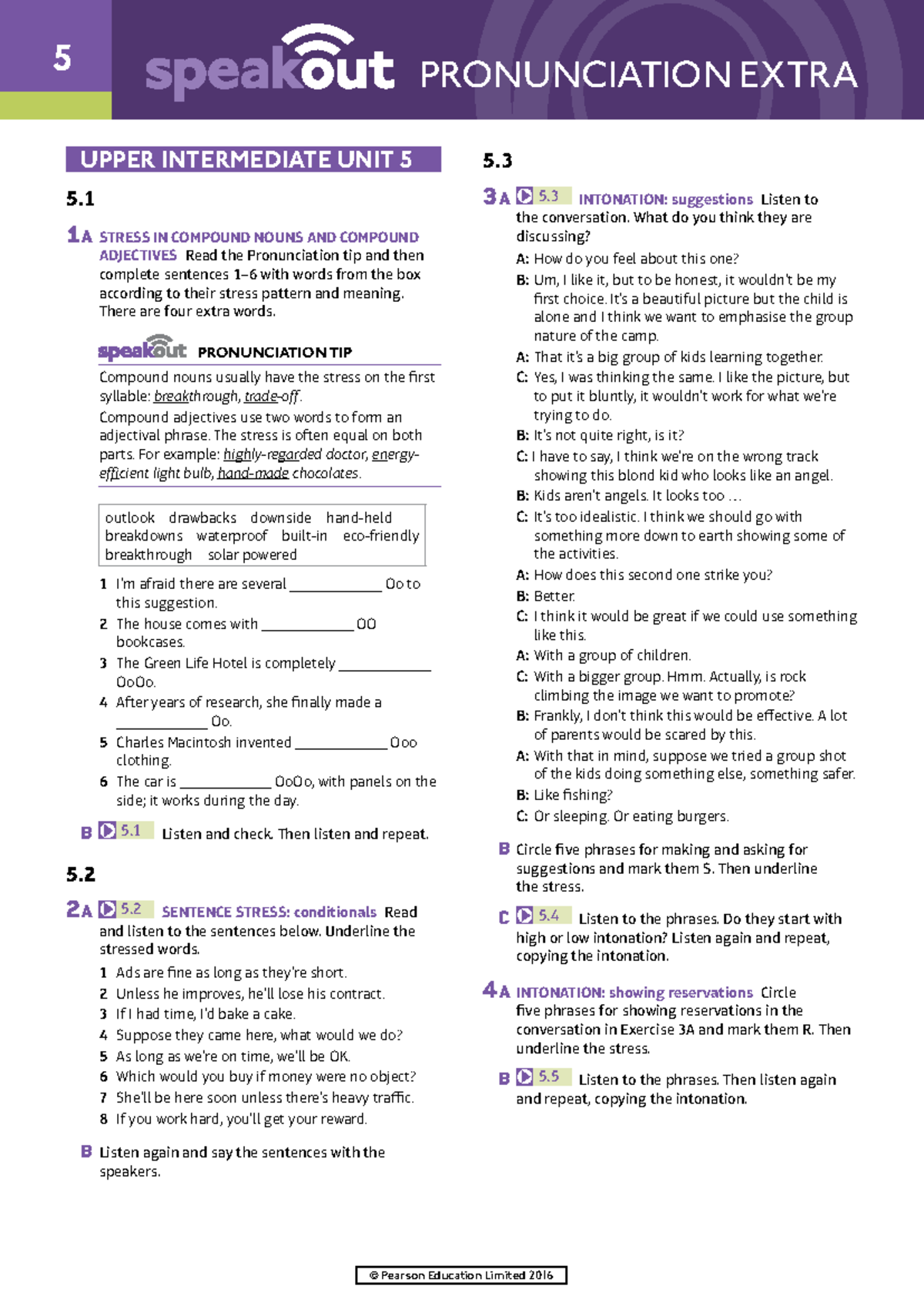 Speakout Pronunciation Extra UPPER INTERMEDIATE UNIT 5: Stress Patterns ...