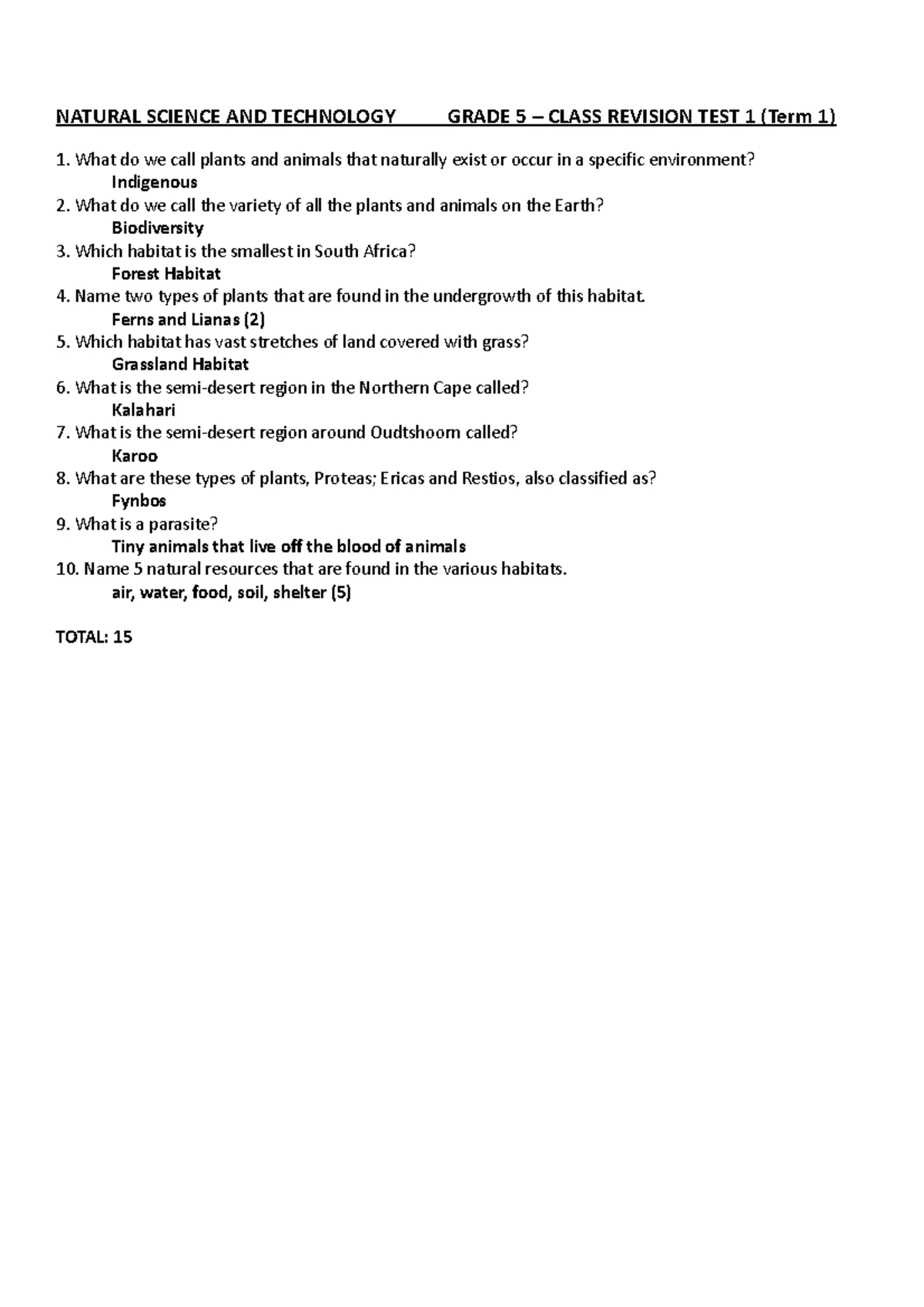 Grade 4 NST - Natural Sciences & Technology Term 2 Notes - Studocu
