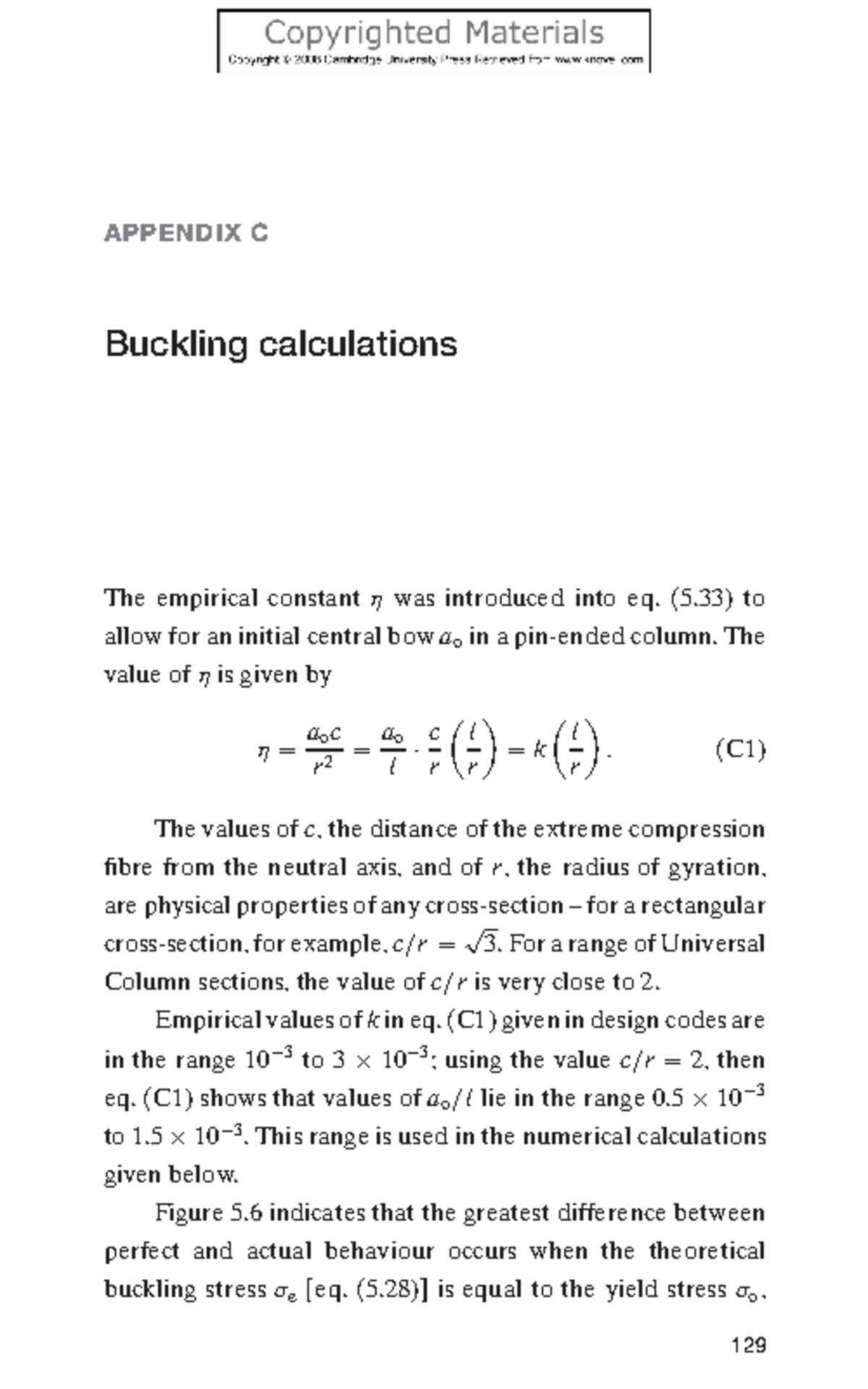 APPENDIX C: Buckling Calculations for Universal Columns (Course Code ...