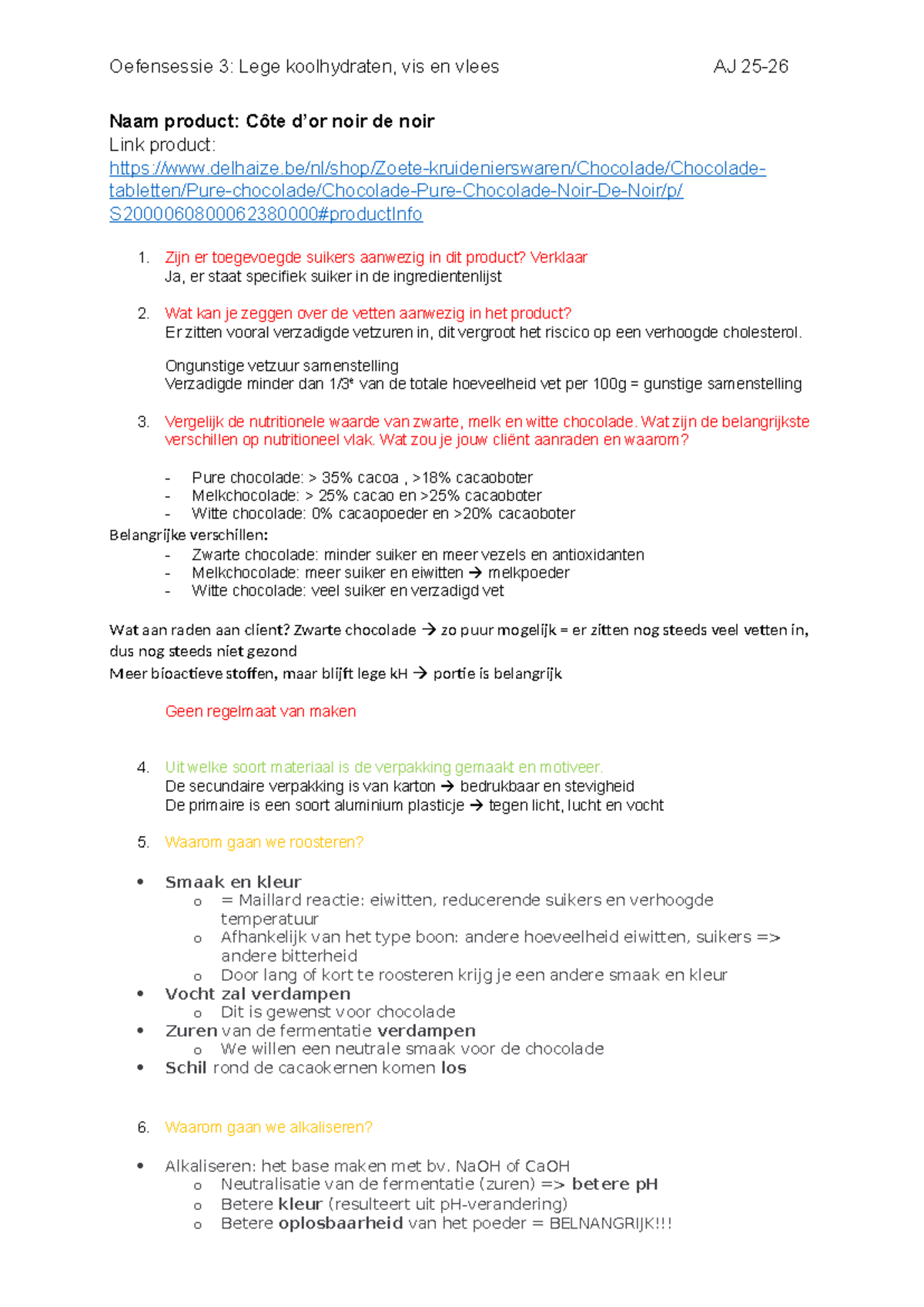 Oefensessie 3: Lege Koolhydraten, Vlees en Vis - AJ Vragen 2425 - Studocu