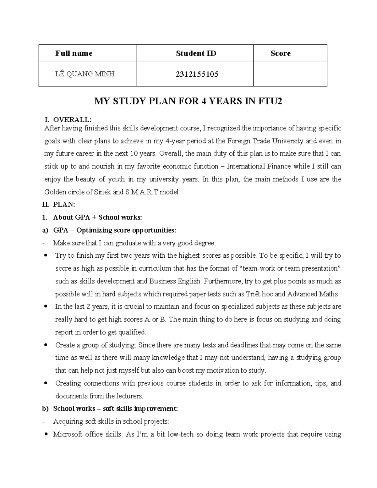FTU2 Study Plan: 4-Year Strategy for International Finance Success ...