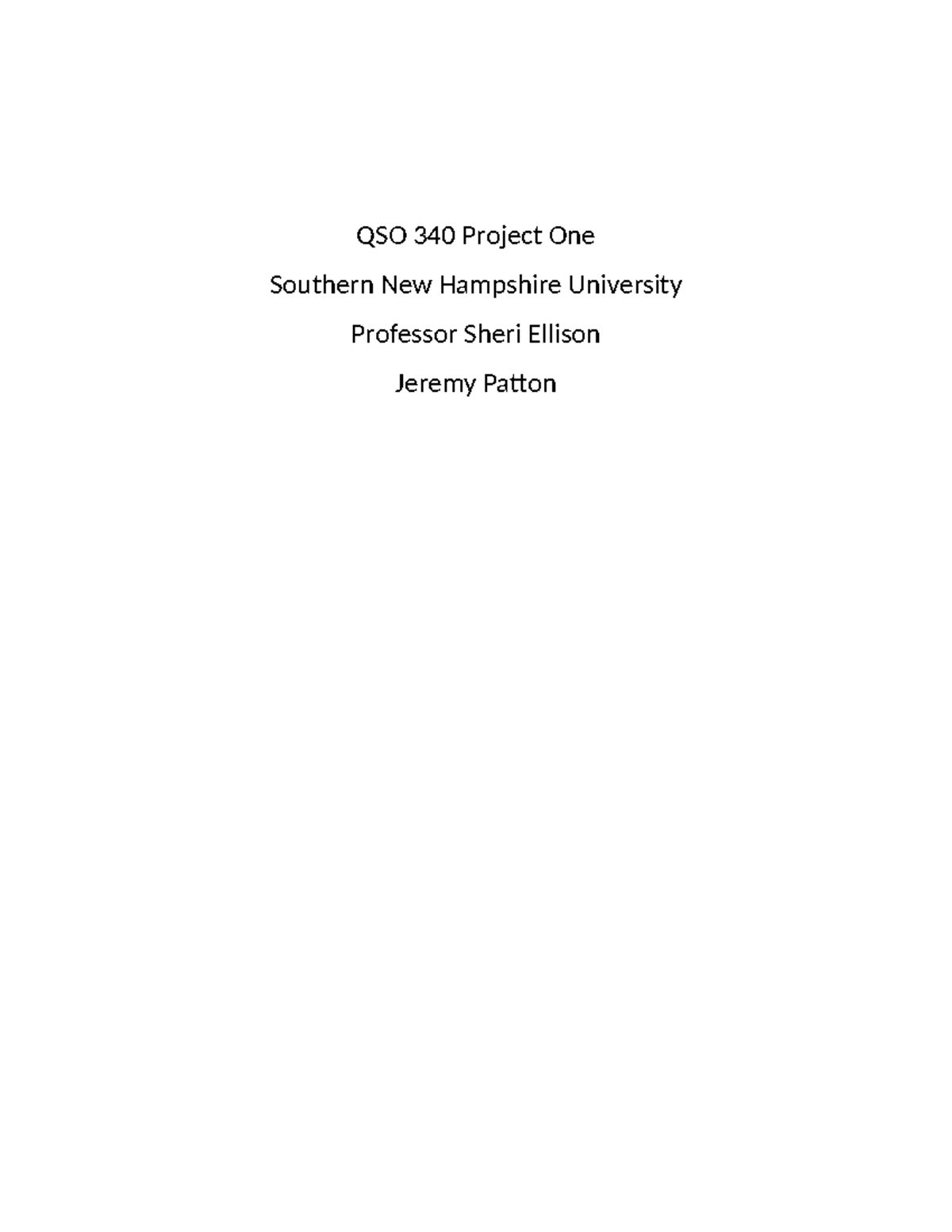QSO 340 Project One: Shareholder Registry and Responsibility Matrix ...