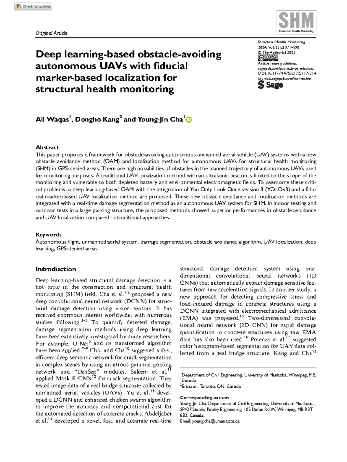 Deep Learning-Based Obstacle-Avoiding Autonomous UAVs for SHM (CIV 2024 ...