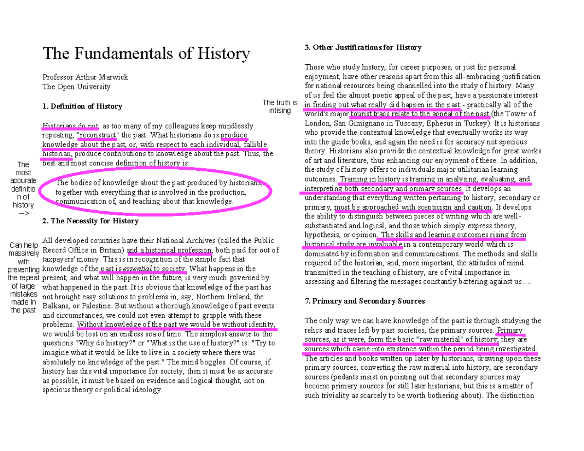 Understanding History: Its Importance and Impact on Society - Studocu