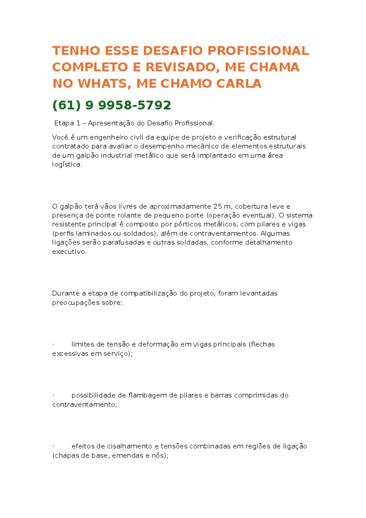 Análise Técnica do Desafio Profissional em Engenharia Civil - Etapa 1 ...
