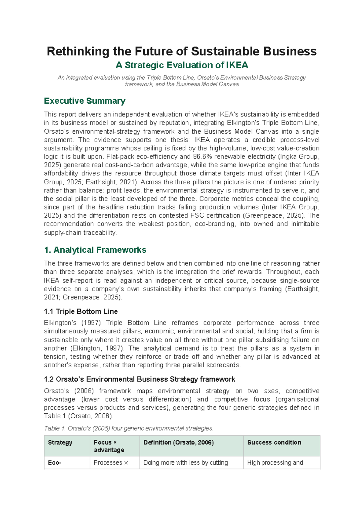 IKEA Sustainability Report: A Strategic Evaluation Using TBL and ...