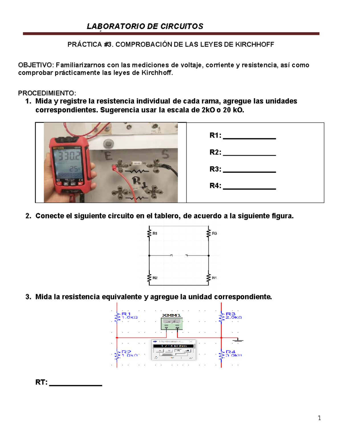 Práctica 3: Comprobación de las Leyes de Kirchhoff en Circuitos Eléctricos - Studocu