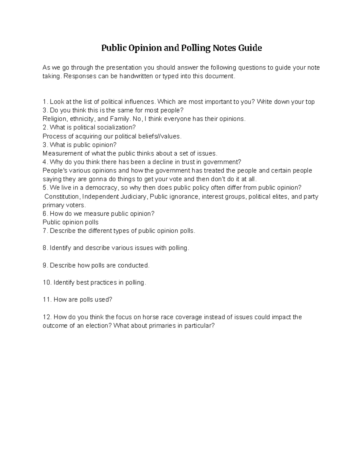 Public Opinion & Polling Notes Guide: Key Concepts & Insights - Studocu
