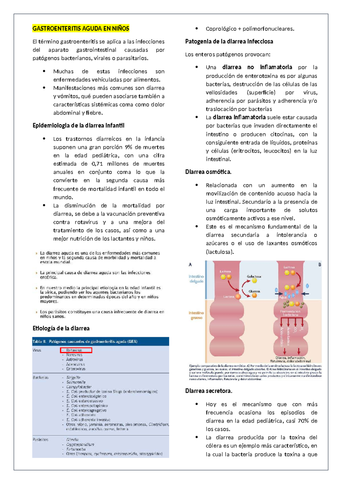 GASTROENTERITIS AGUDA EN NIÑOS: Diagnóstico y Tratamiento - Studocu