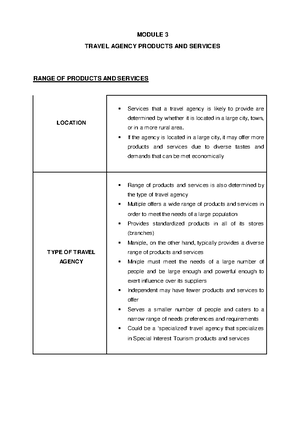 Module 6 - Package Tour Costing Lecture Notes - MODULE 6 PACKAGE TOUR ...
