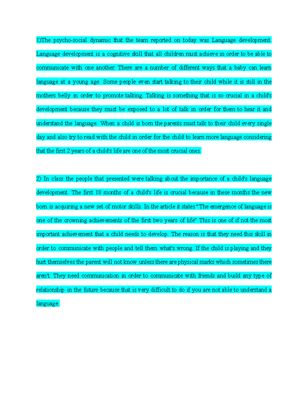 Why language development is important - 1)The psycho-social dynamic ...
