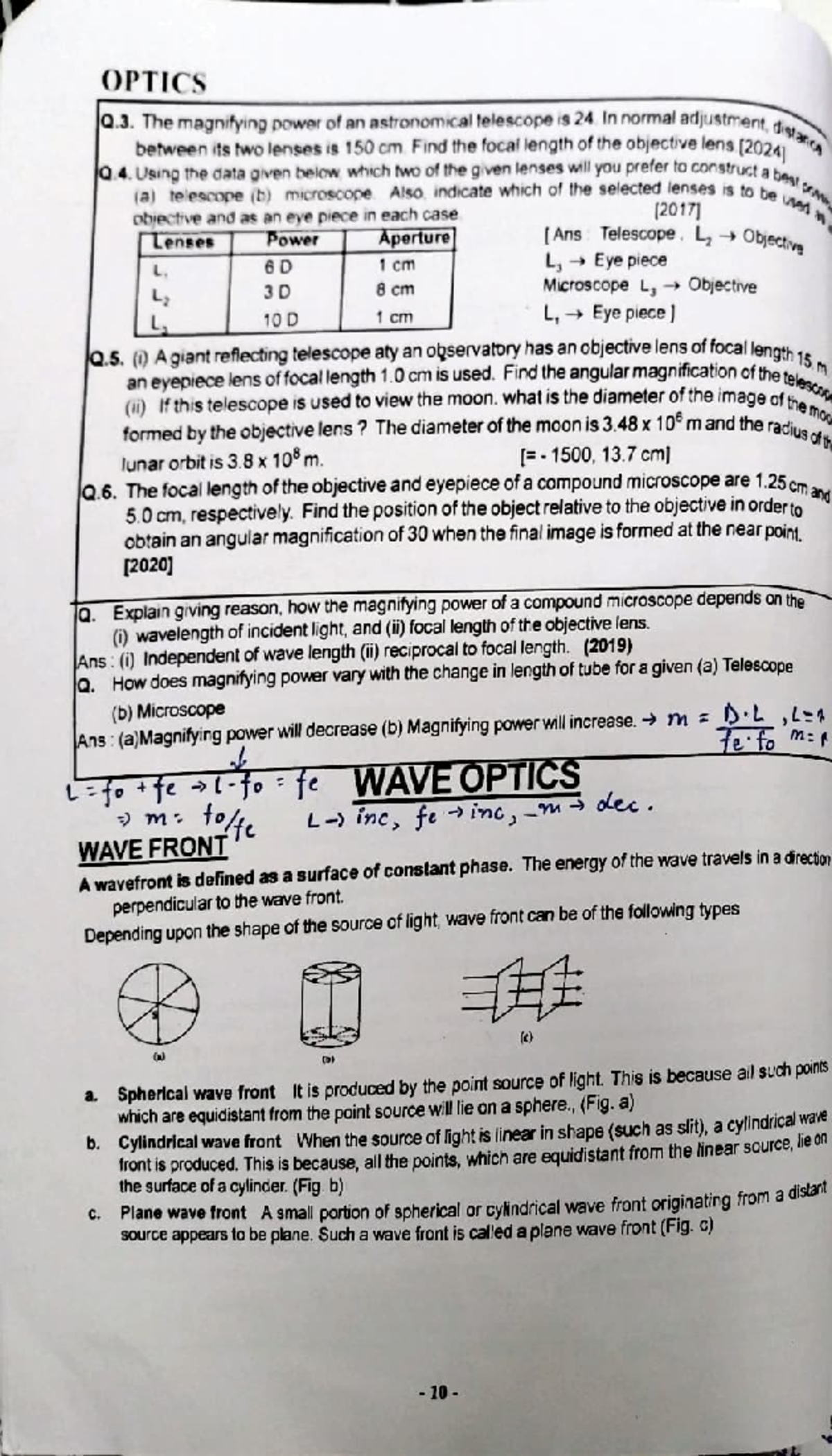 OPTICS 20241 Final Exam: Telescope & Microscope Lens Selection and ...