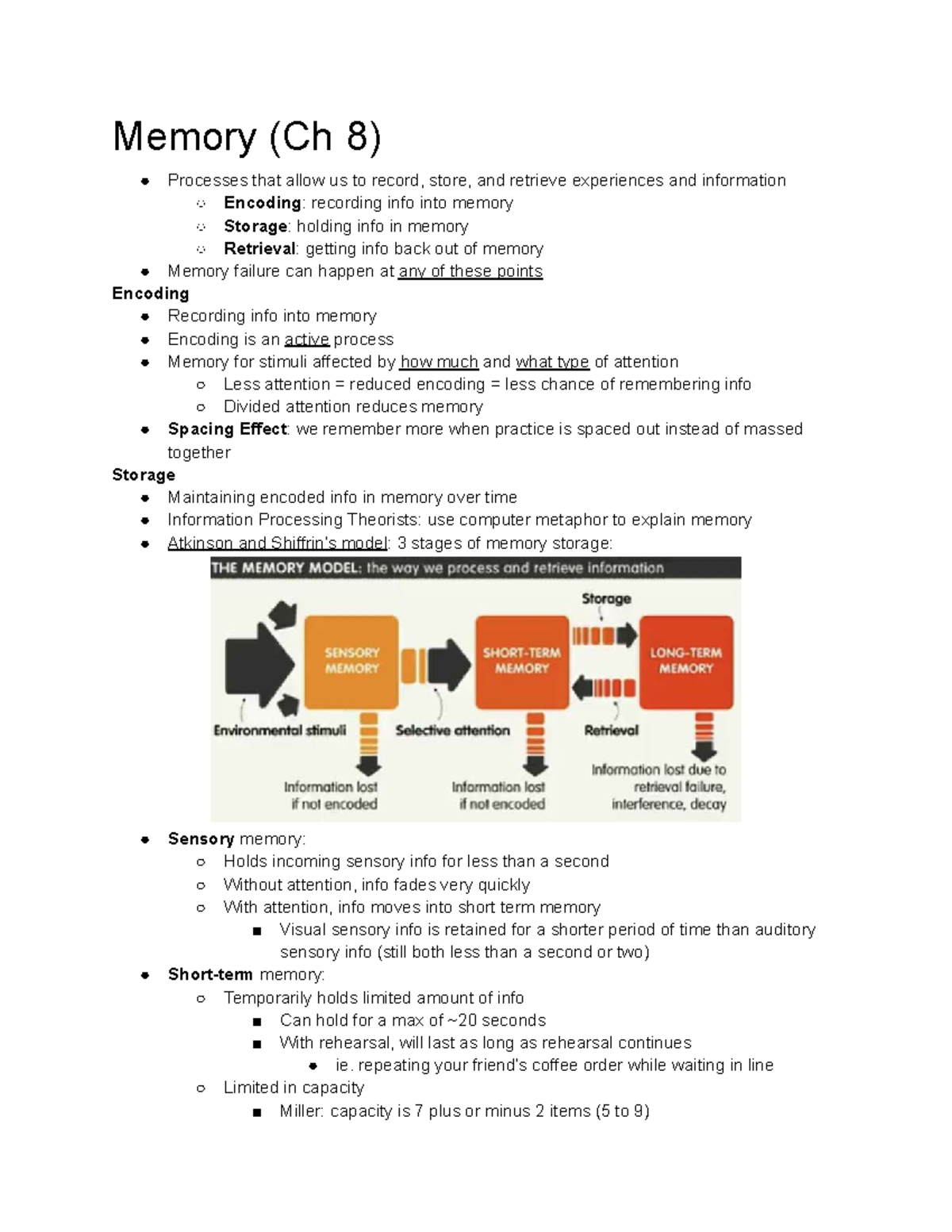 Cognition and Memory Overview: Key Concepts and Strategies (PSYC 1101) - Studocu