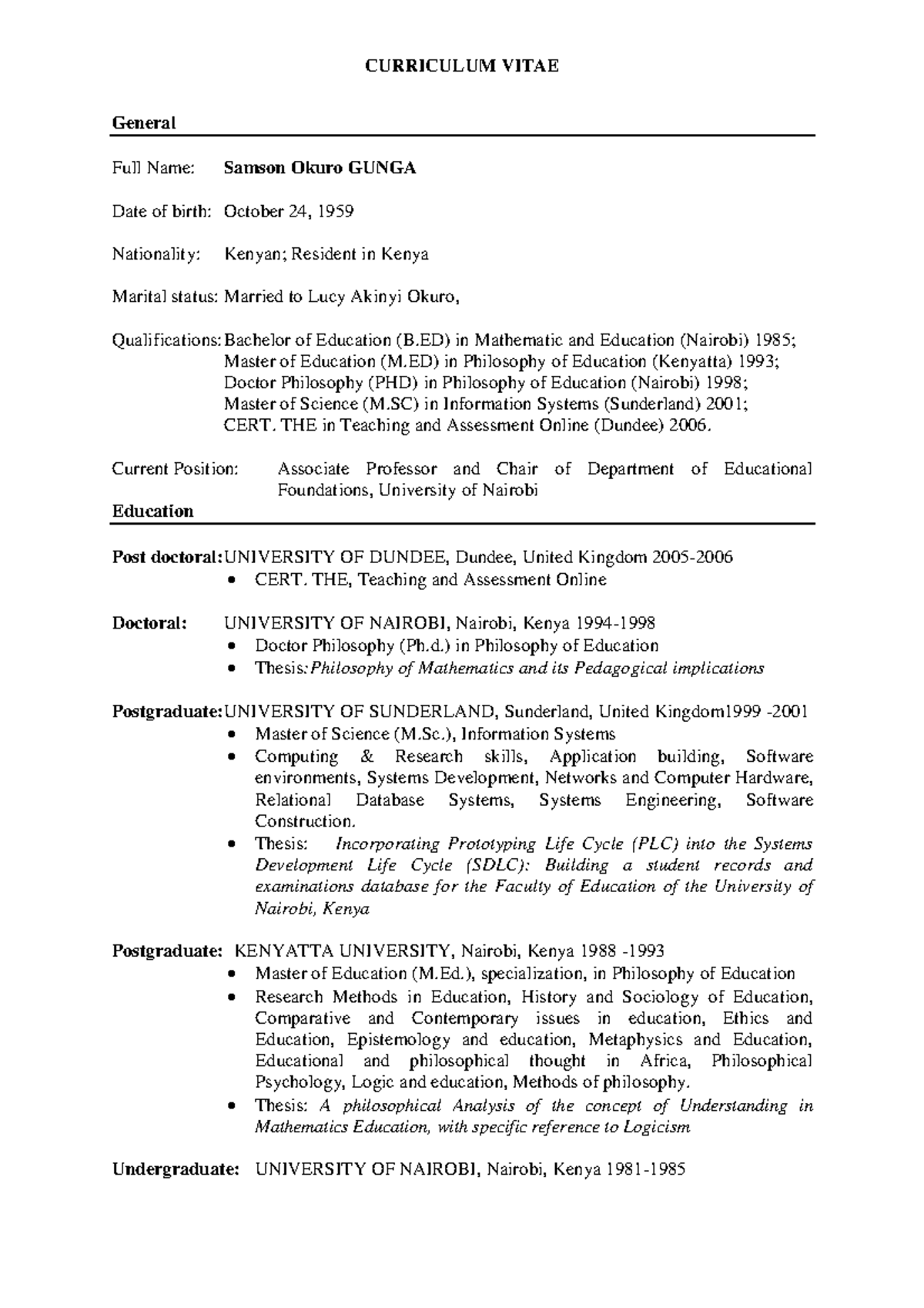 CV-Prof - Good for practice - CURRICULUM VITAE General Full Name ...