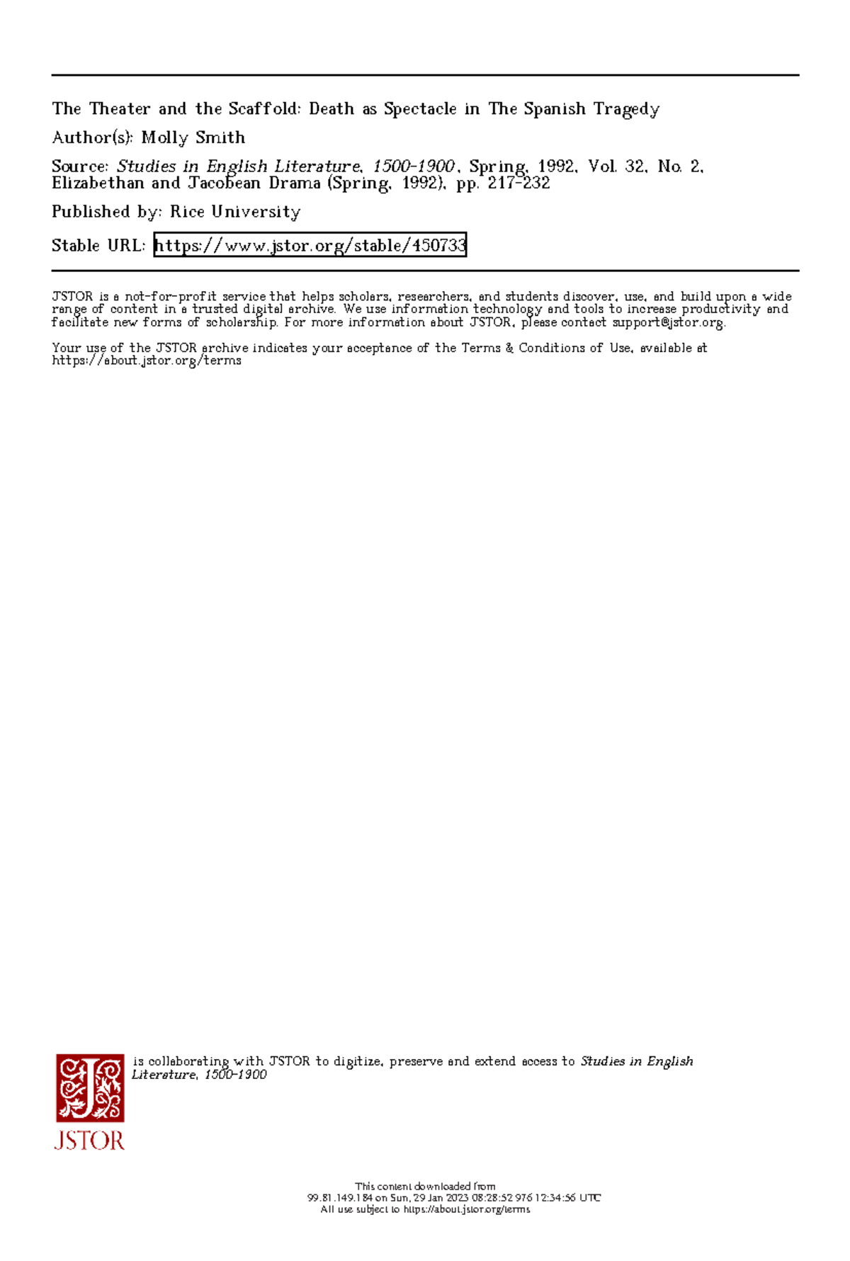 Molly Smith - SEL 32 (1992) - Death as Spectacle in The Spanish Tragedy ...