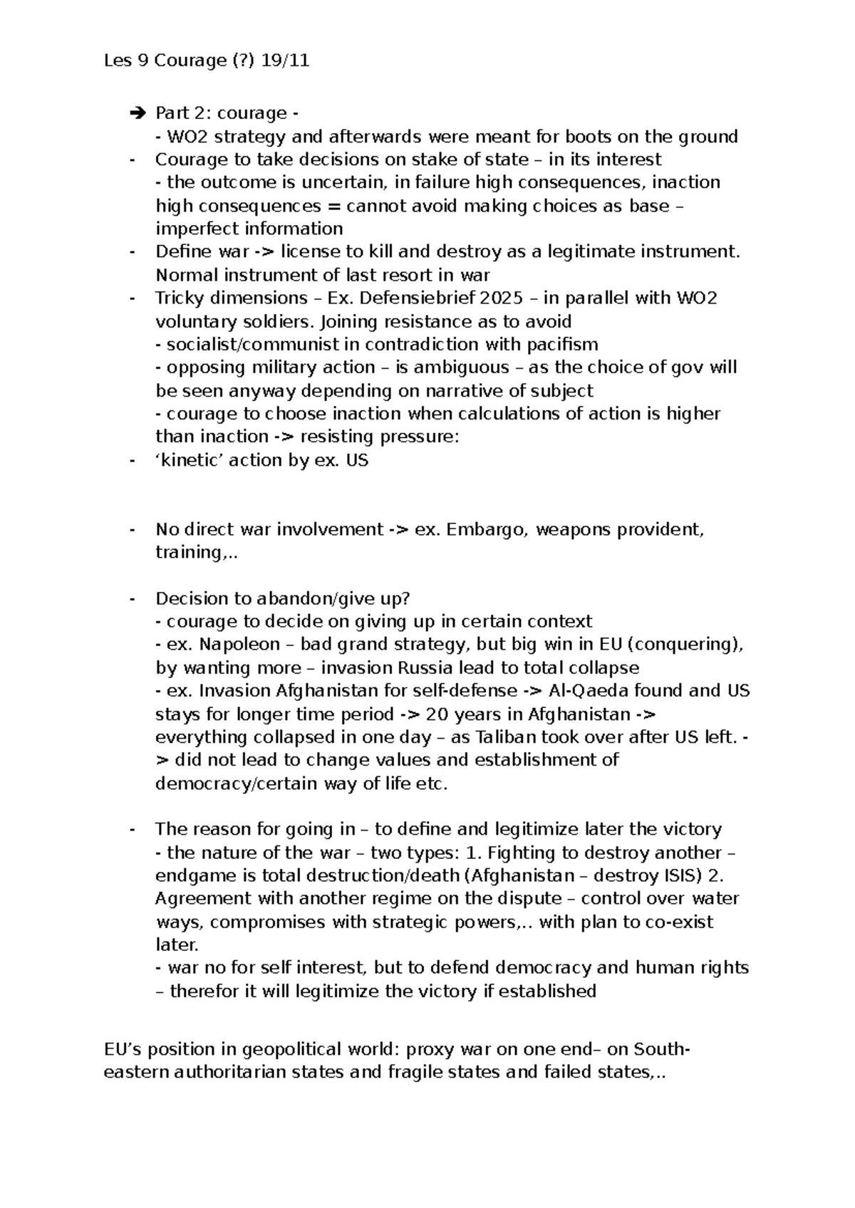 Les 9 Courage: WO2 Strategy and Decision-Making Analysis Part 2 - Studocu